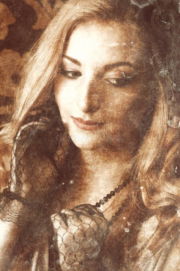 Retro woman stock image. Image of hair, curls, fascinator - 41597849