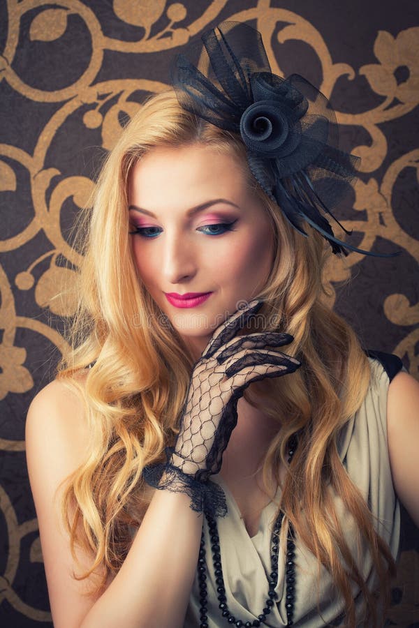 Retro woman stock image. Image of interior, blond, complexion - 41597895