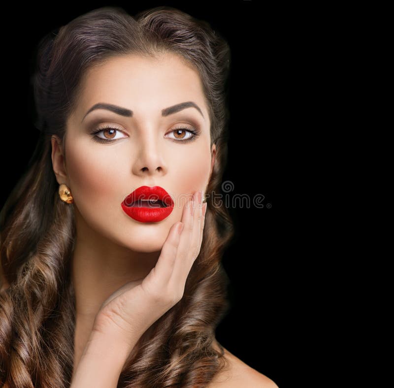 Retro Woman. Vintage Styled Girl Stock Image - Image of classic, facial ...