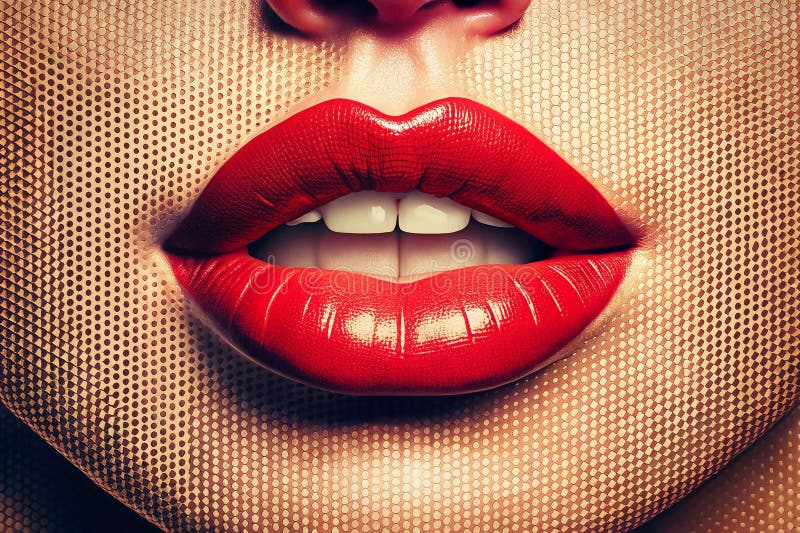 Retro Womans Lips Graphic Design Vintage Halftone Illustration for Easy ...
