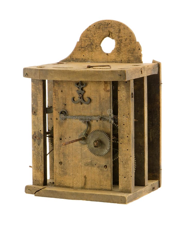 Retro Wooden Clock Box Mechanism Residue Isolated Stock Image - Image ...