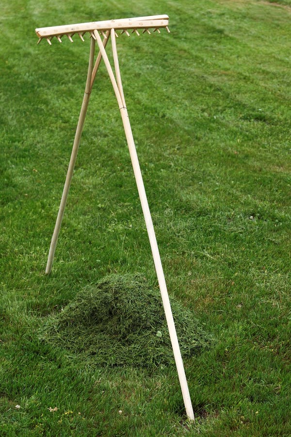 Retro Wooden Rake Handmade stock photo. Image of field - 73277612