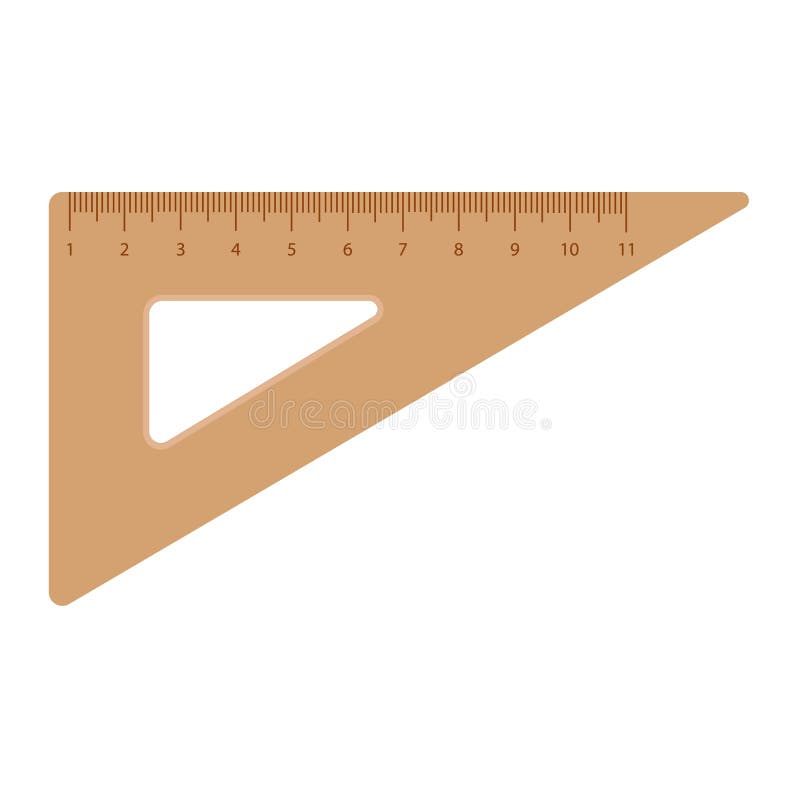 Retro Wooden Triangular Ruler Isolated on a White Background Stock ...