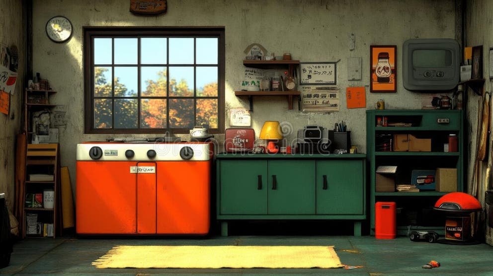Retro Workshop: Vintage Kitchen & Storage Stock Image - Image of ...