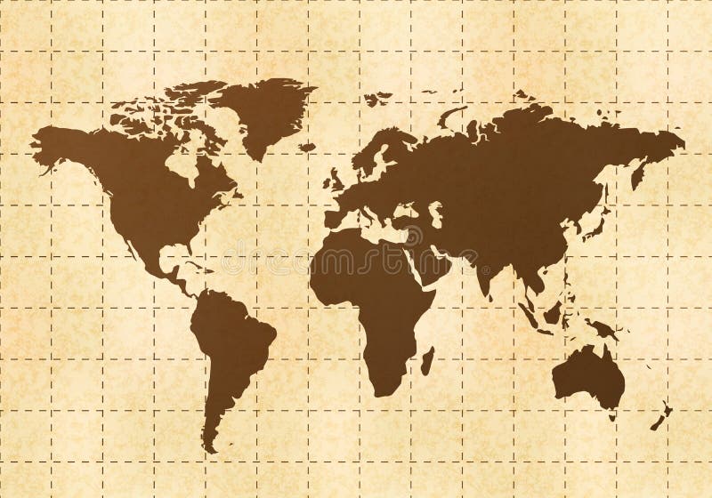 Retro World Map on Old Paper with Texture Stock Illustration ...
