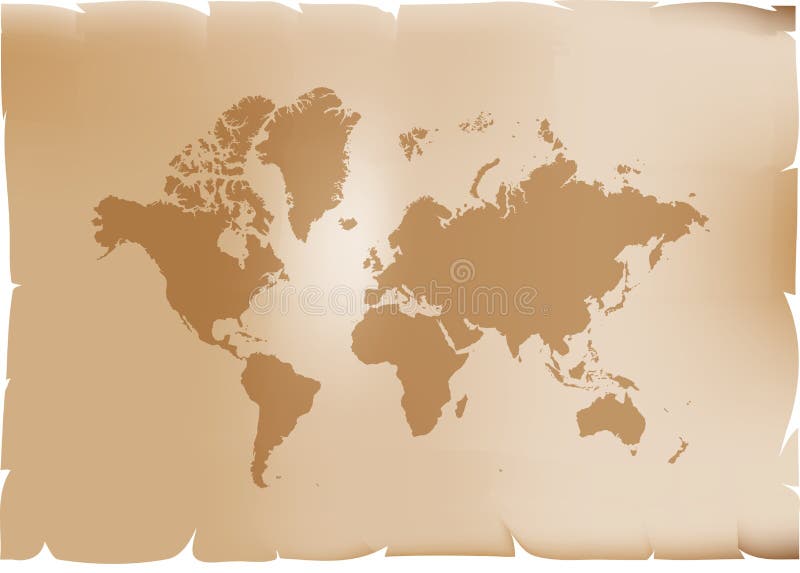 Brown Retro World Map with Compass, Flat Vector Illustration EPS10 ...