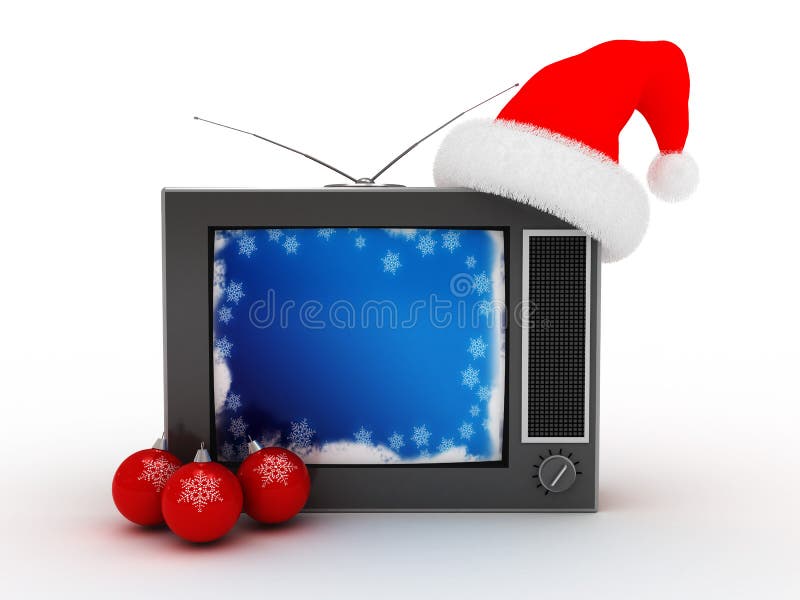Retro xmas tv stock illustration. Illustration of monochrome - 7483813