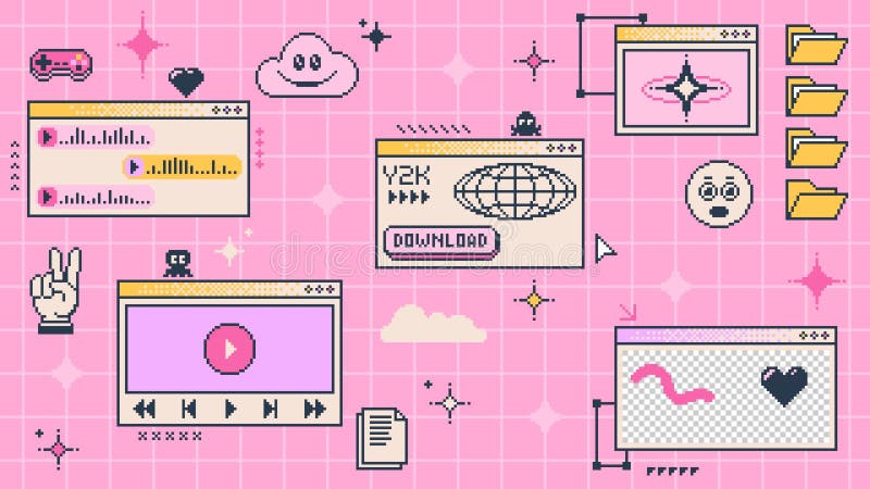 Retro Y2k Computer Window Page Interface, UI Stock Vector ...