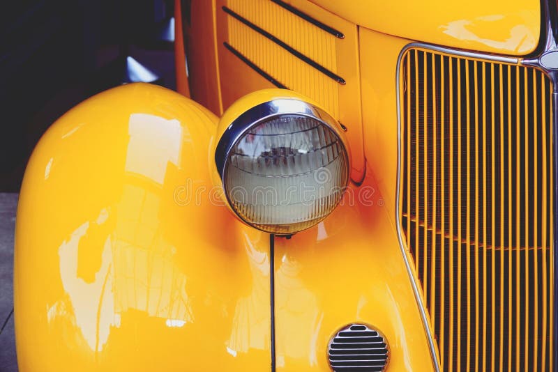 Retro Yellow Car Old Shiny Close Up Stock Image - Image of bumper ... Retro Yellow Car Old Shiny Close Up Stock Image - Image of bumper ...