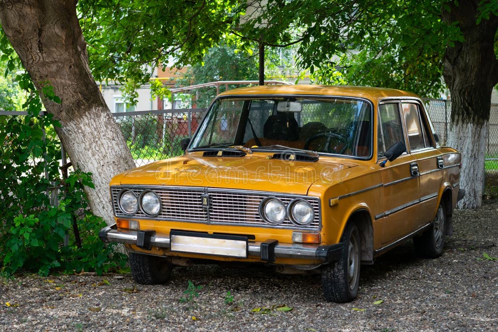 Retro Yellow Car of Soviet Production Editorial Photography - Image of ...