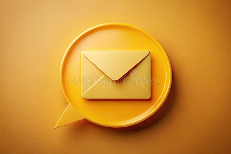 Retro Yellow 3D Message Bubble and Envelope Icon a Nostalgic Design ...