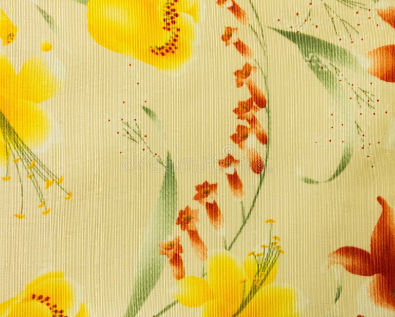 Retro Yellow Floral Pattern Fabric Background Stock Image - Image of ...