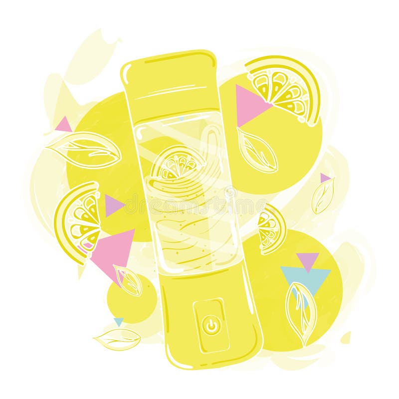 Retro Yellow Smoothie on Jar with Lemon Fruit Vector Stock Vector ...