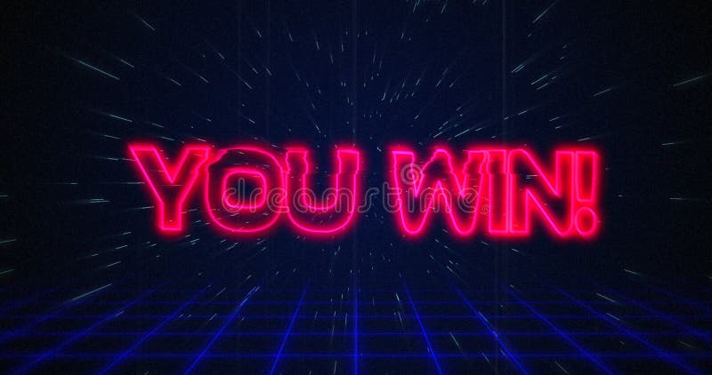 Retro You Win Text Glitching Over Blue and Red Squares 4k Stock Image ...