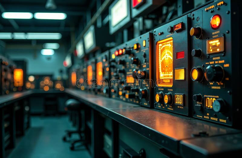 Retrofuturism Interior of the Building, Free Space Server Room. AI ...