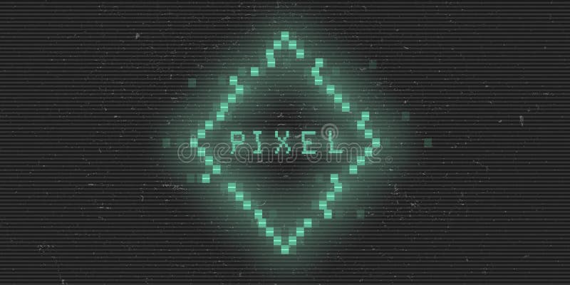 Retrofuturistic Cyberpunk Glitch Pixel Circle. Green Glowing Digital ...