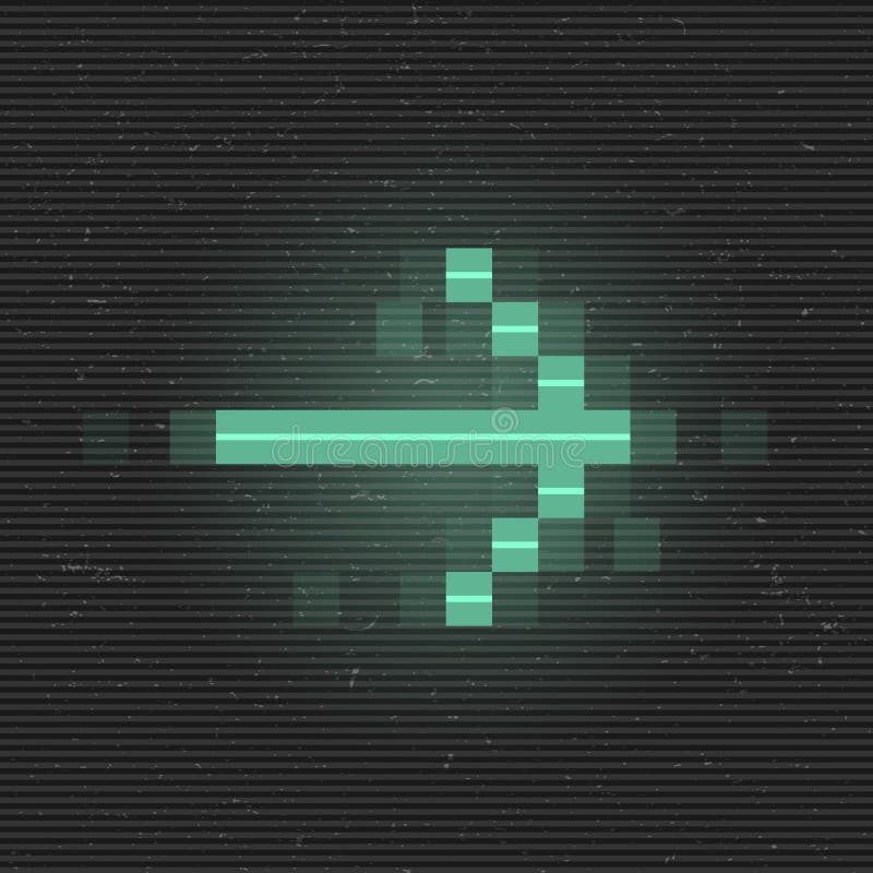 Retrofuturistic Glitch Right Arrow. Green Glowing Digital Pointer. 8 ...