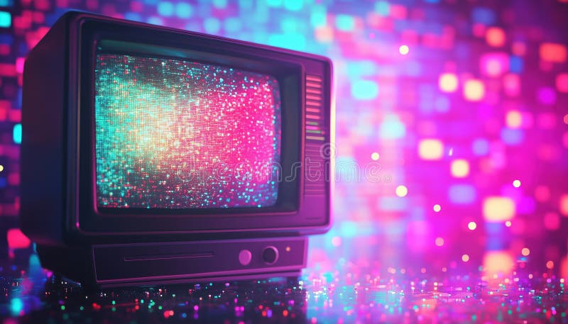 Retrofuturistic Glitched Computer Screen and Tv Displaying No Signal or ...