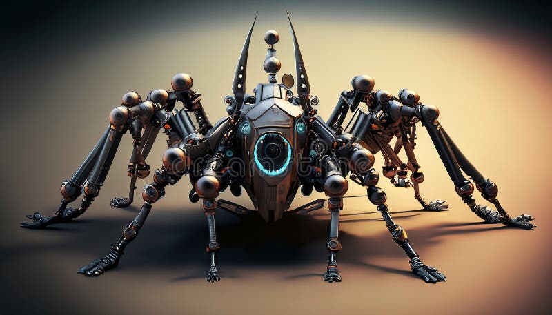 Retrofuturistic Illustration of a Robotic Spider Stock Illustration ...