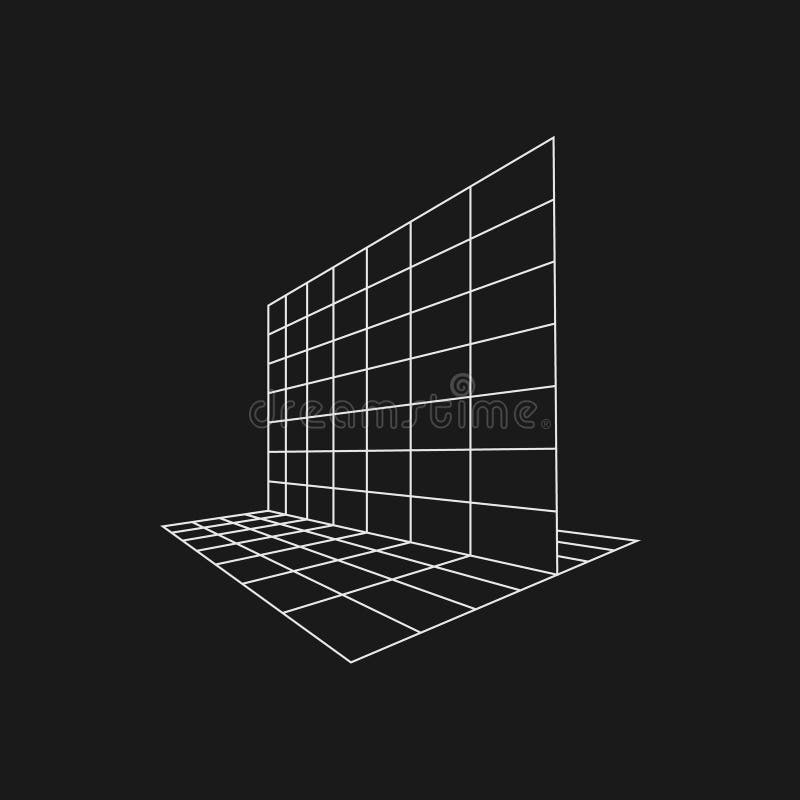Retrofuturistic Perpendicular Perspective Grids. Cyber Retro Design ...
