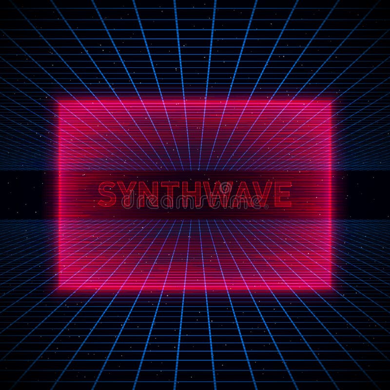 Retrofuturistic Red Hologram Reiangle, HUD Element on Dark Starry Space ...