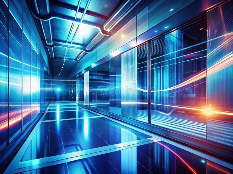 Retrofuturistic Techscape Glowing Azure Lines and Soft Shadows Create a ...