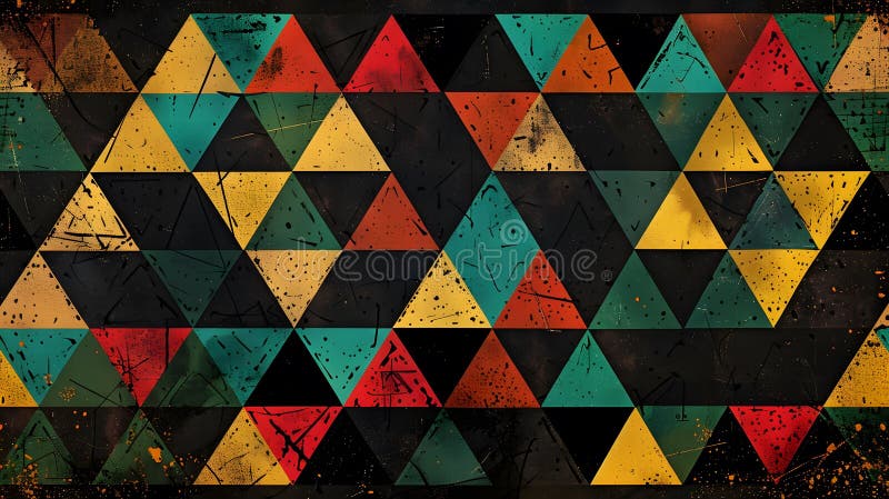Retrofuturistic Triangle Pattern with African Hues Stock Illustration ...