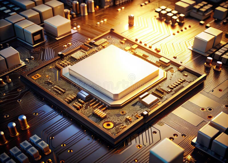 RetroFuturistic White Circuit Board CPU Design a Stunning 3D Render for ...
