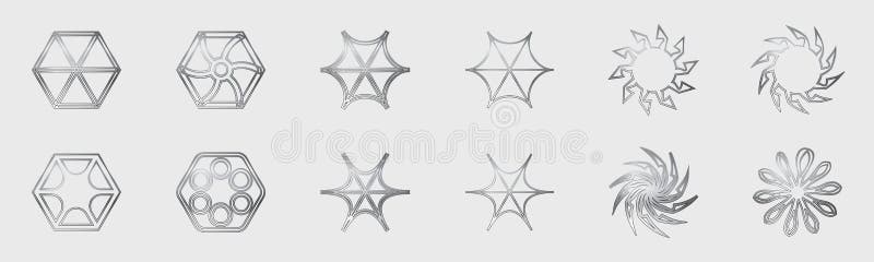 Retrofuturistic Y2k Geometry Design Elements Collection. Big Collection ...