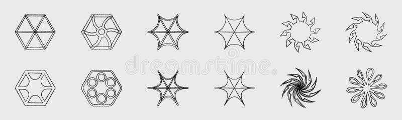 Retrofuturistic Y2k Geometry Design Elements Collection. Large Set of ...
