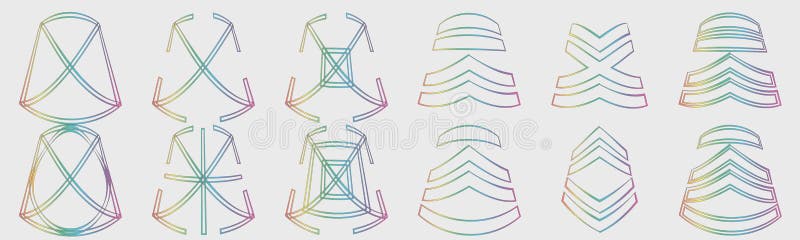 Retrofuturistic Y2k Geometry Design Elements Collection. Large Set of ...