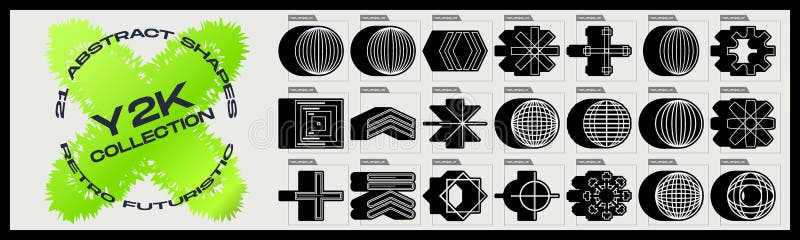Retrofuturistic Y2k Geometry Design Elements Collection. Trendy ...