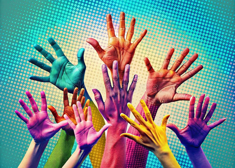 RetroInspired Halftone Collage a Vibrant Visual Representation of Team ...