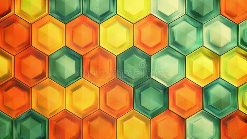A Retroinspired Hexagonal Pattern in Bright Hues of Orange Green and ...