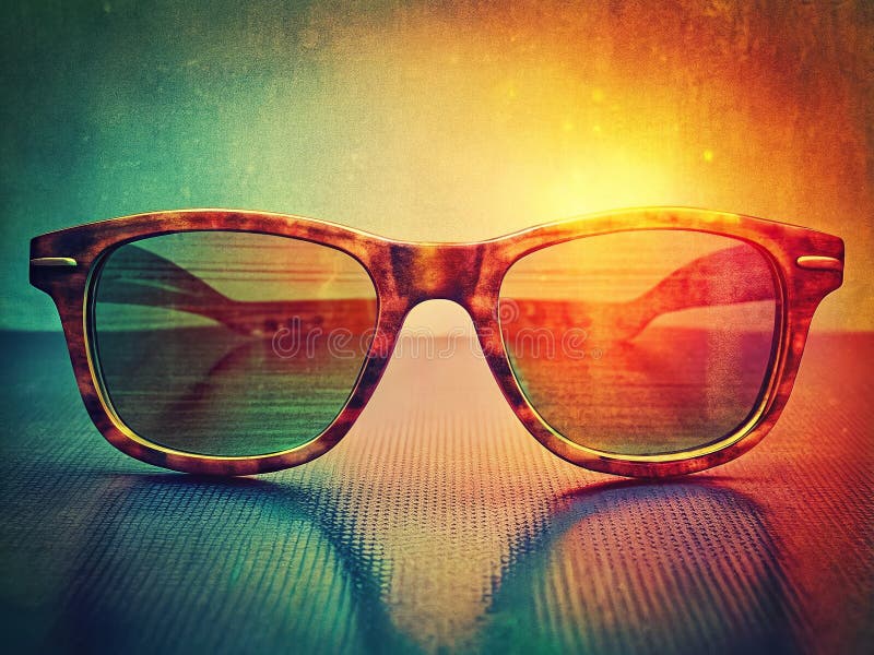 Retrospective Tech Vintage Computer Glasses Reflecting Binary Code a ...