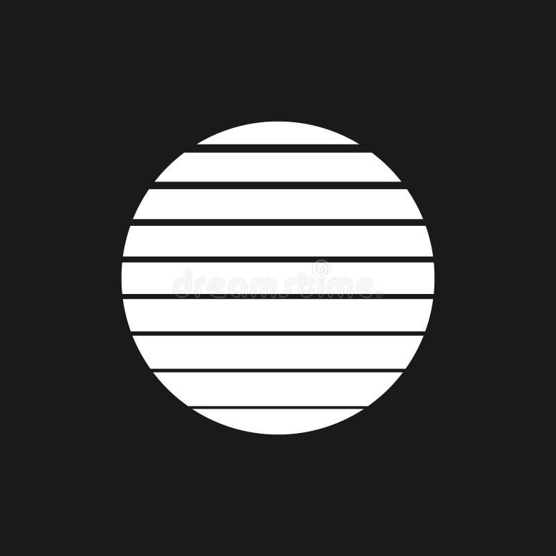 Retrowave Black and White Sun, Sunset or Sunrise 1980s Style. Synthwave ...