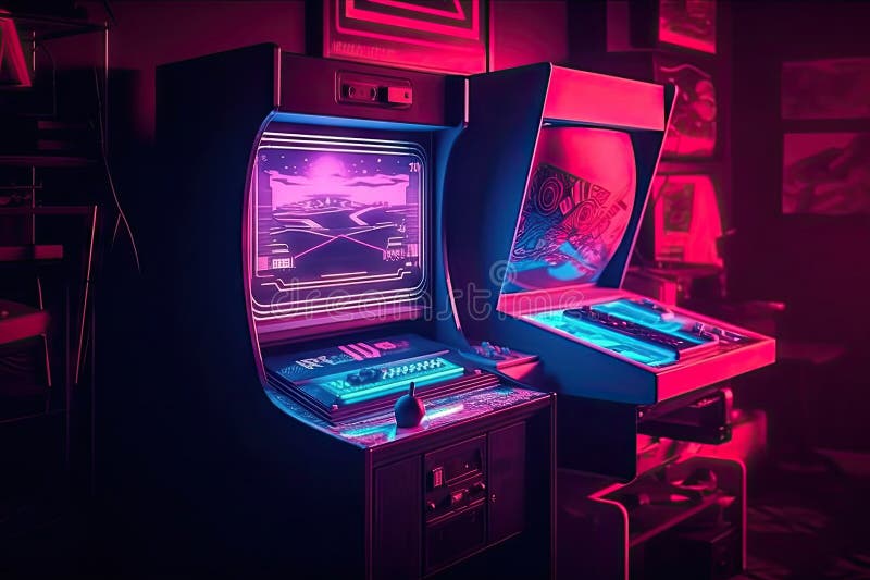 Retrowave Gaming Theme Style 80 S Arcade Gaming Club, Gaming Console ...