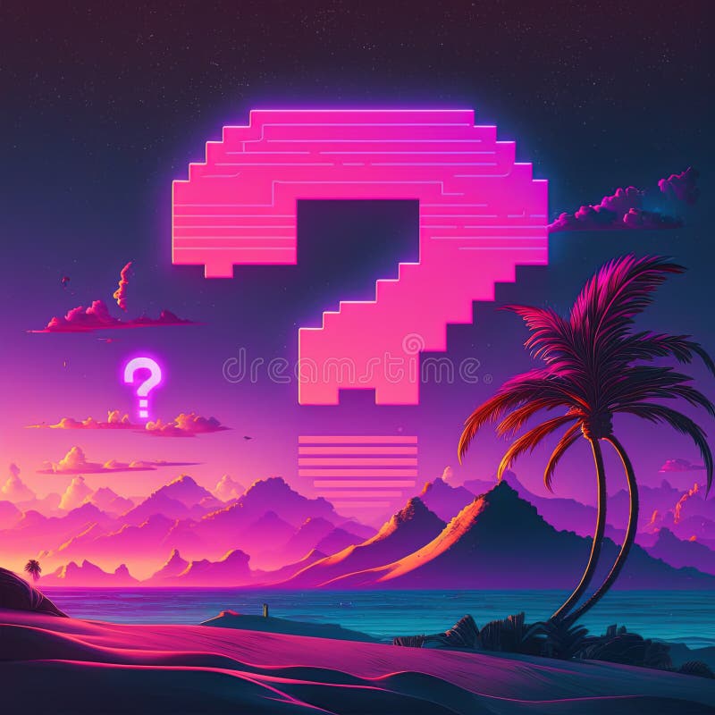 Retrowave Question Mark, Gaming Process, Creative Design of Retro ...