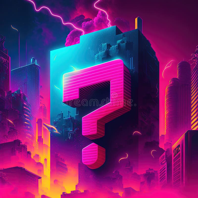 Retrowave Question Mark, Gaming Process, Creative Design of Retro ...