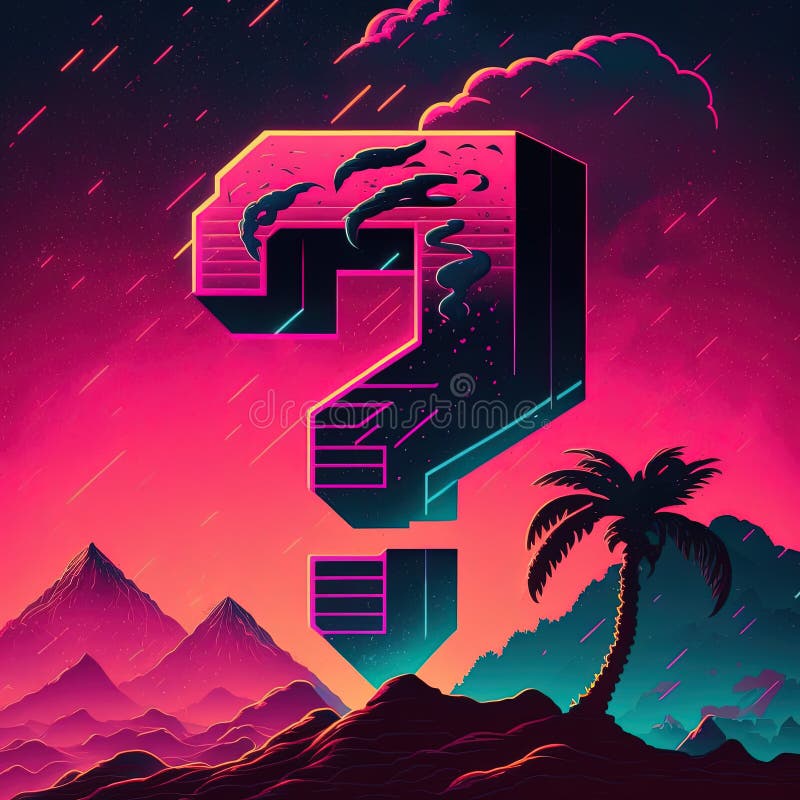 Retrowave Question Mark, Gaming Process, Creative Design of Retro ...