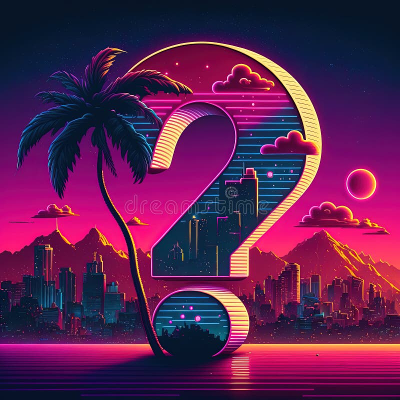 Retrowave Question Mark, Gaming Process, Creative Design of Retro ...