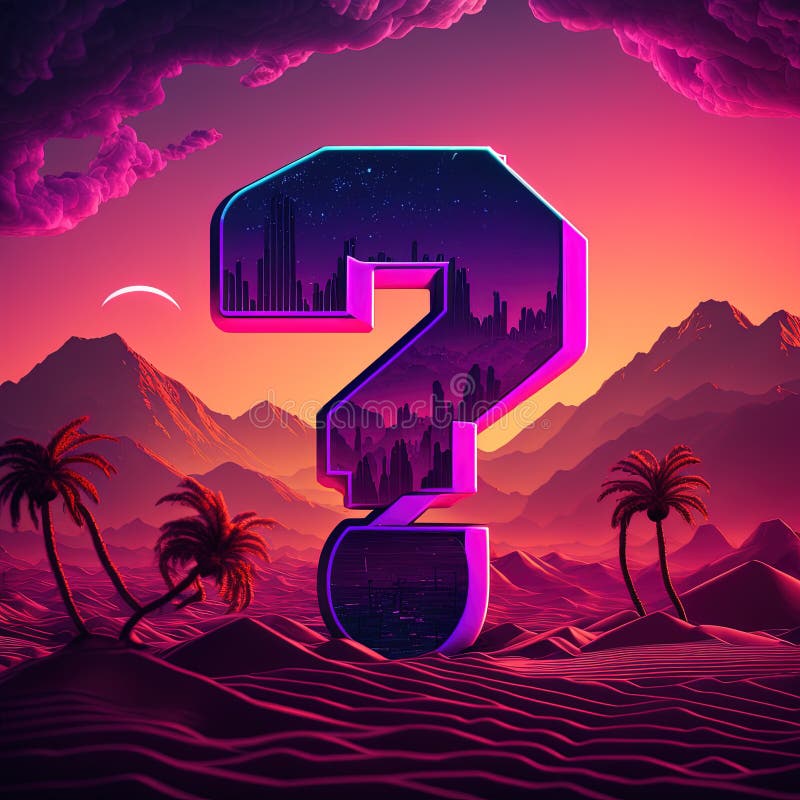 Retrowave Question Mark, Gaming Process, Creative Design of Retro ...