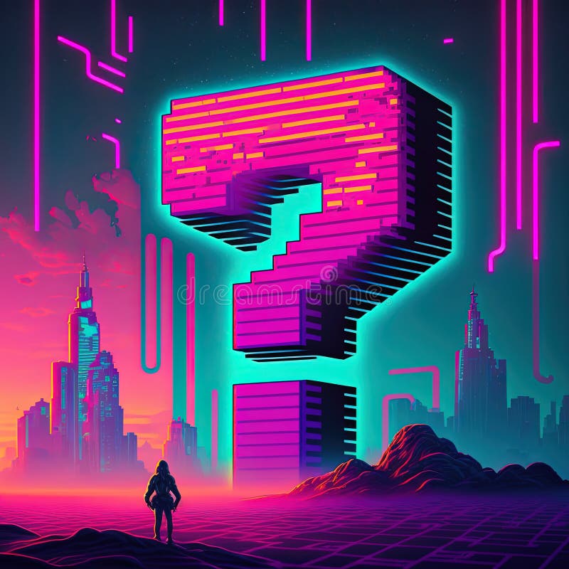 Retrowave Question Mark, Gaming Process, Creative Design of Retro ...