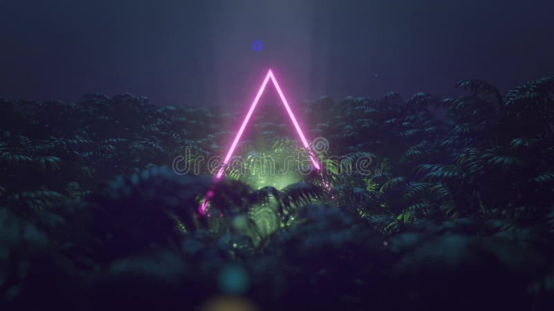 Retrowave Triangle Shaped Glowing Frame, Play of Light and Glare ...