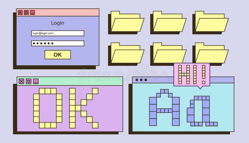 Pixel Art Old Computer Desktop Interface Stock Illustrations – 64 Pixel ...