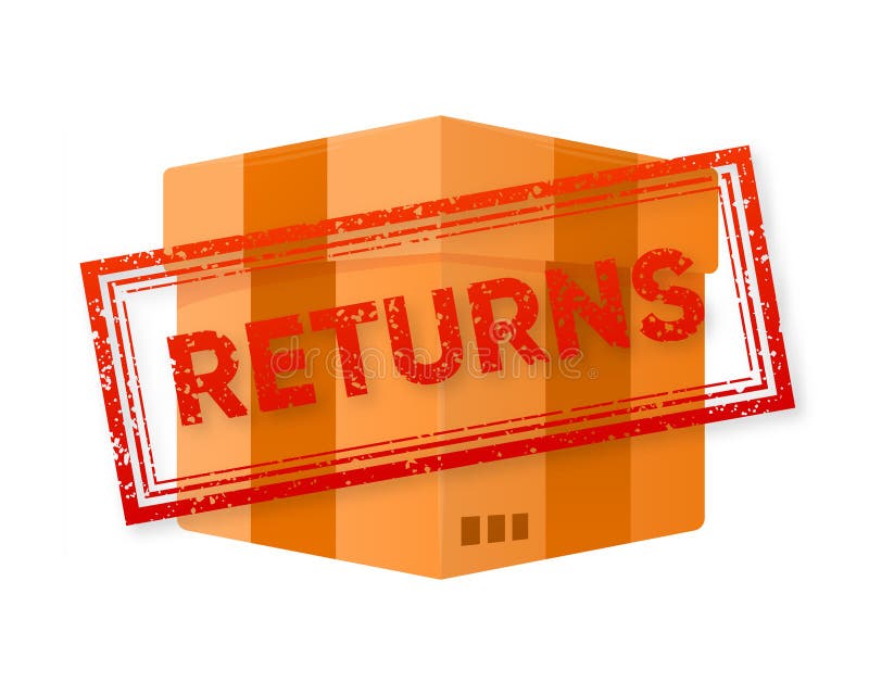Return Box Package Policy Sign. Goods Exchange Line Icon. Rubber Stamp ...
