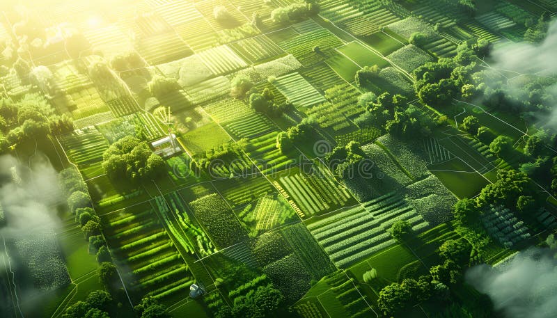 Return and Investment, CG 3D Render of a Complex Agricultural Layout ...
