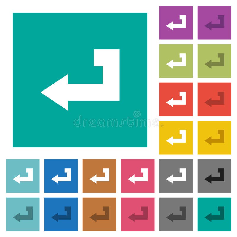 Return Key Square Flat Multi Colored Icons Stock Vector - Illustration ...