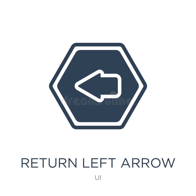 Return Left Arrow Vector Icon on White Background. Flat Vector Return ...