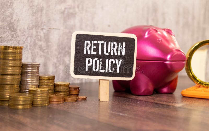 RETURN POLICY Text on Notebook with Office Supplies on White Background ...